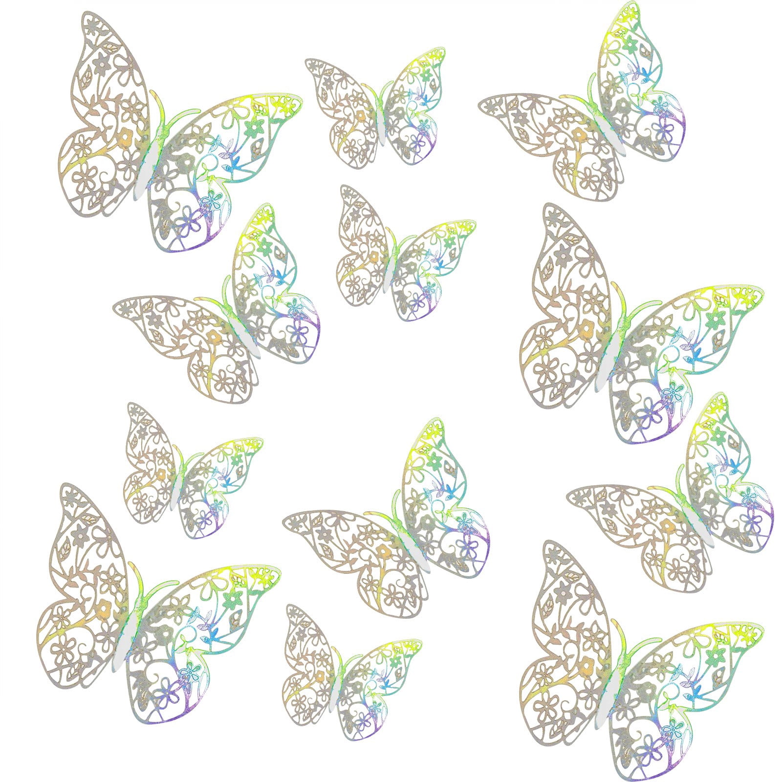 3x5" 12Pcs Butterfly Wall Decorations 3 Sizes Peel and Stick ...