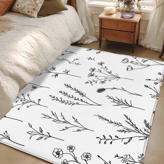 3x5 Abstract Floral Leaf Plant Area Rug for Bedroom, Washable Non Slip ...