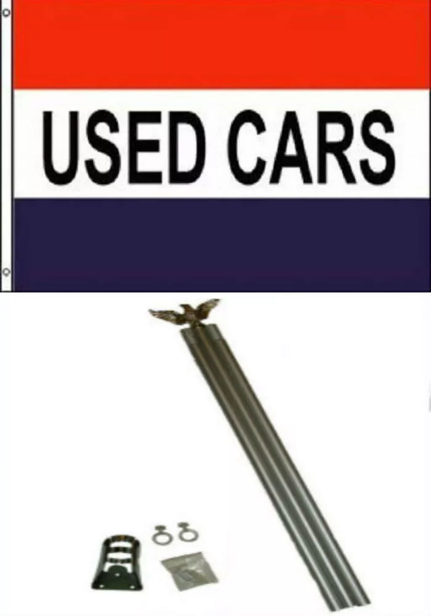 3x5 Advertising ed Cars Red White Blue Flag Aluminum Pole Kit Set 3'x5 ...