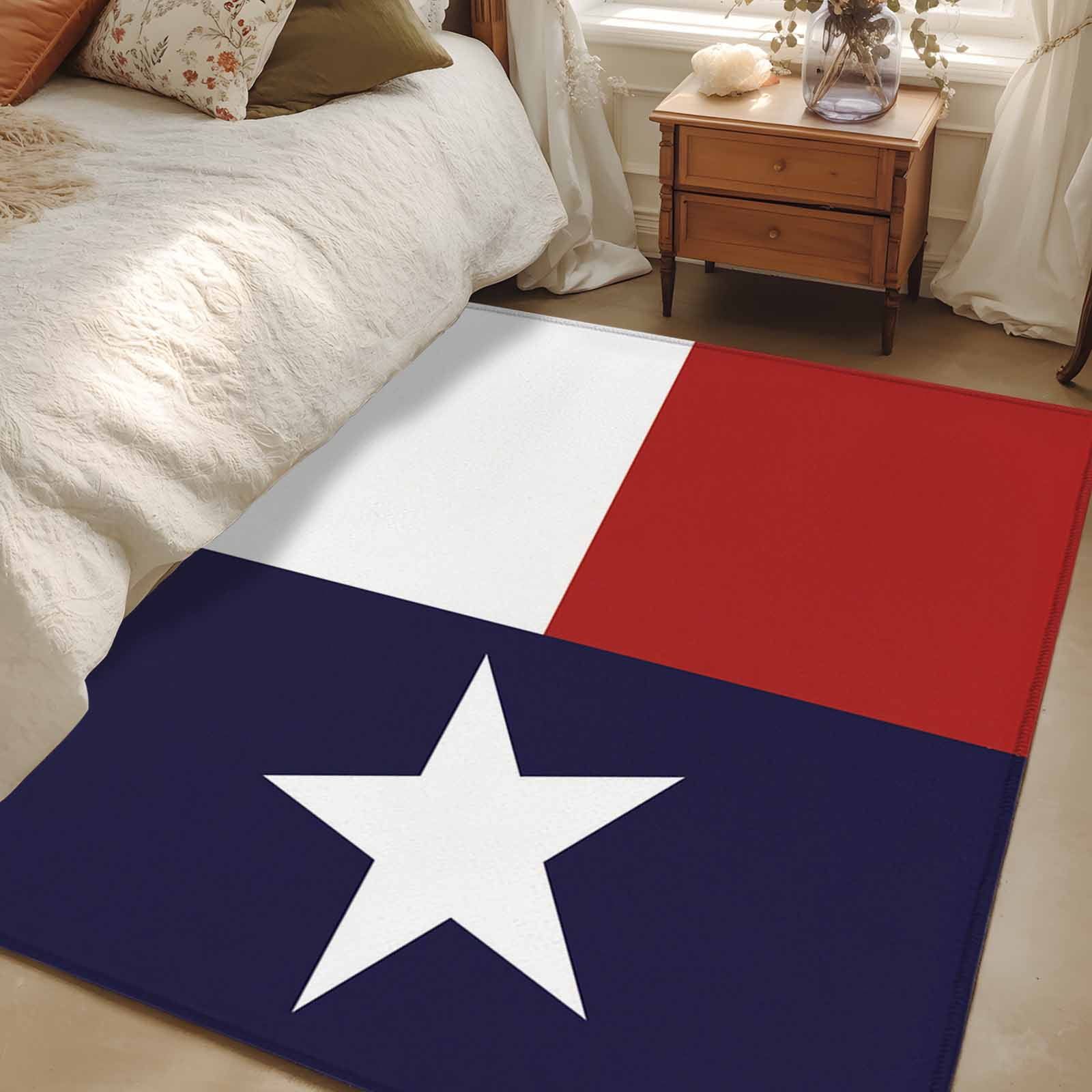 3x5 Area Rugs, Blue Red White Texas Flag with Star, Non-Skid Rubber ...