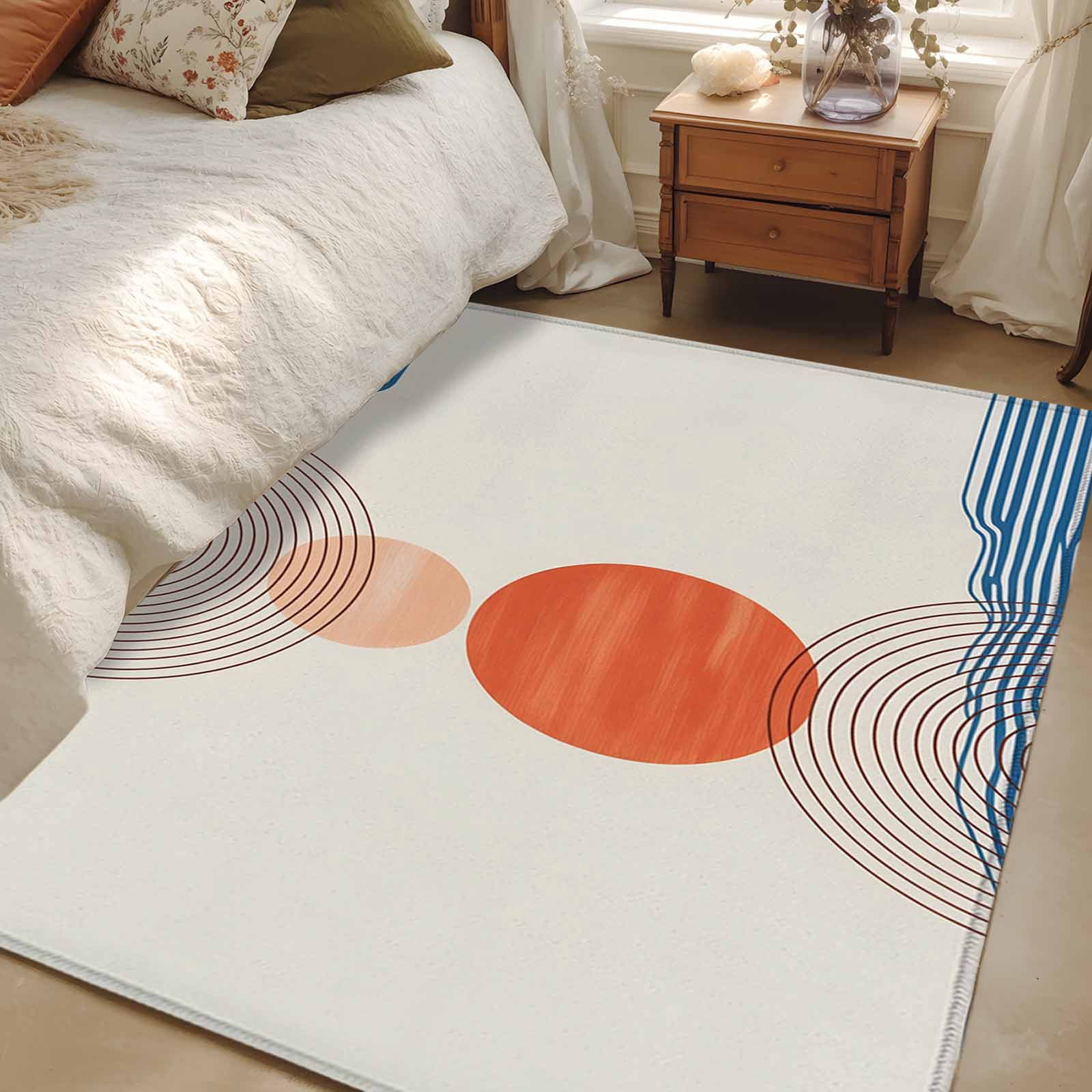 3x5 Area Rugs, Boho Geometric Non-Skid Rubber Backing Large Rectangle ...