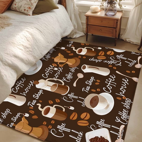 3x5 Area Rugs, Coffee Non-Skid Rubber Backing Large Rectangle Rugs ...