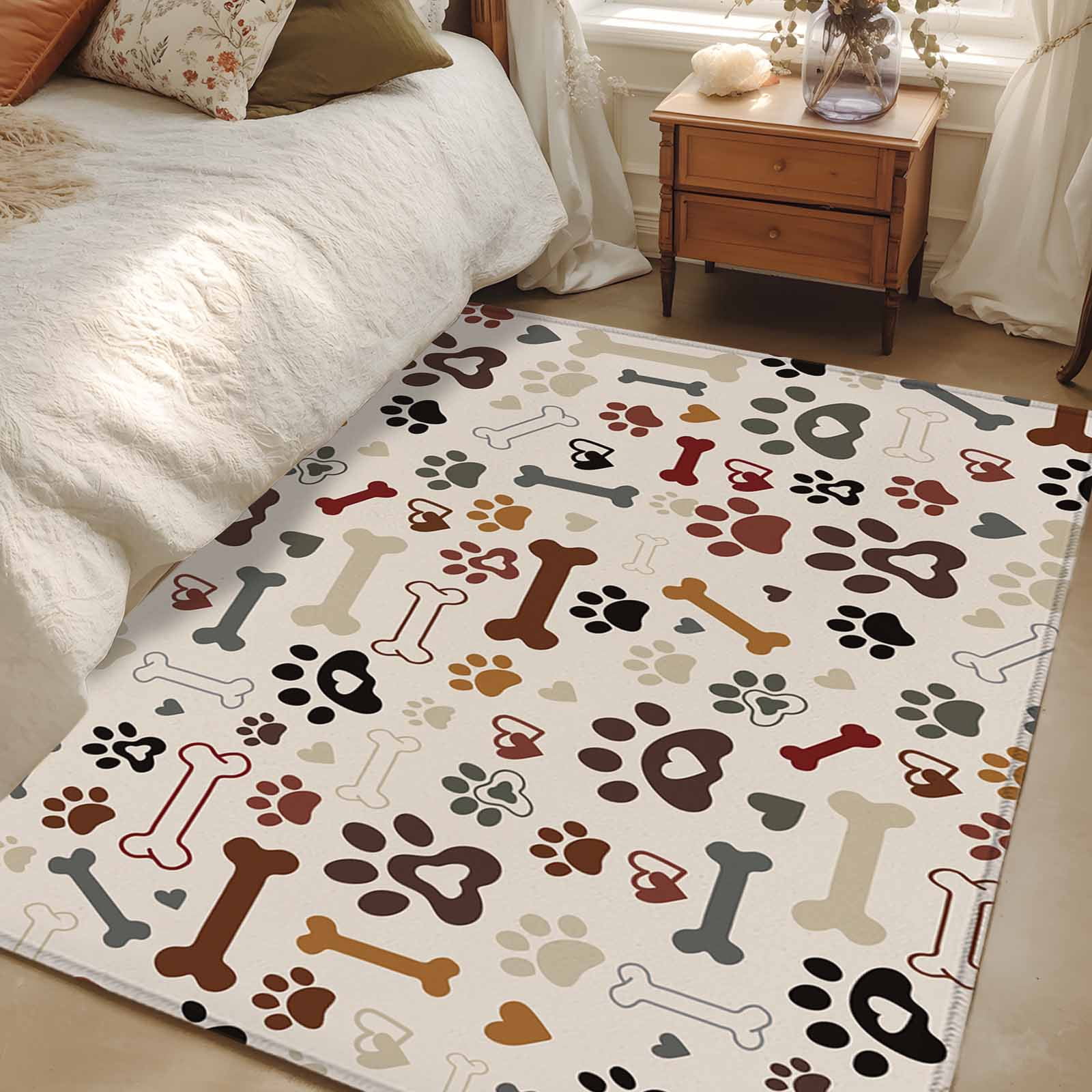 3x5 Area Rugs, Dog Paw Non-Skid Rubber Backing Large Rectangle Rugs ...