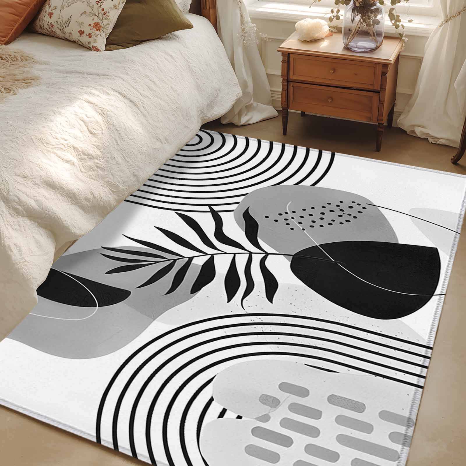 3x5 Area Rugs, Grey Boho Geometric Non-Skid Rubber Backing Large ...