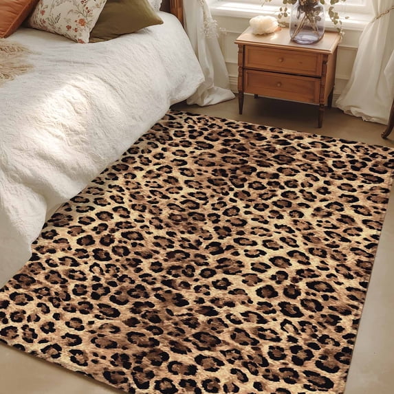3x5 Area Rugs, Leopard Printed Non-Skid Rubber Backing Large Rectangle ...