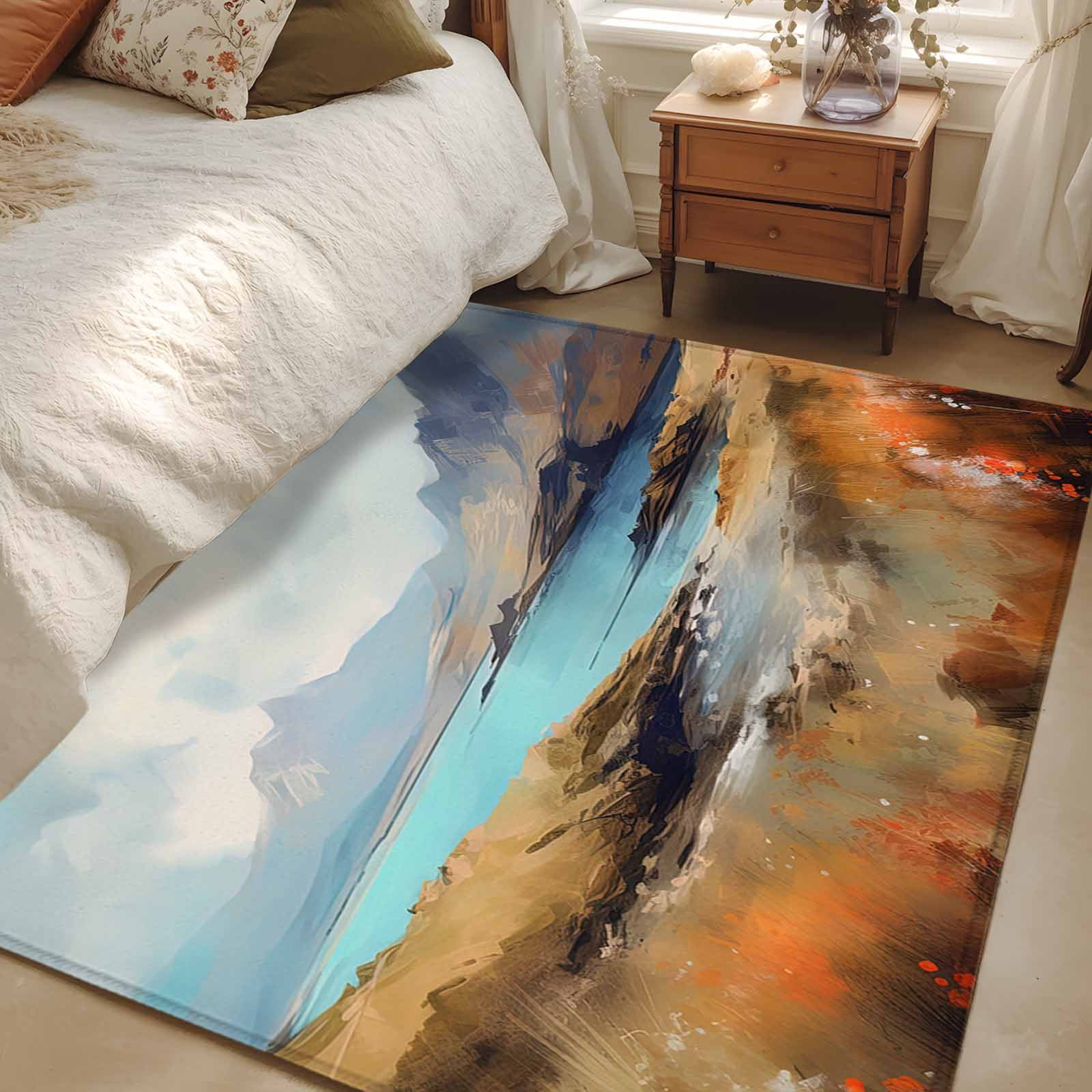 3x5 Area Rugs, Mountain Non-Skid Rubber Backing Large Rectangle Rugs ...