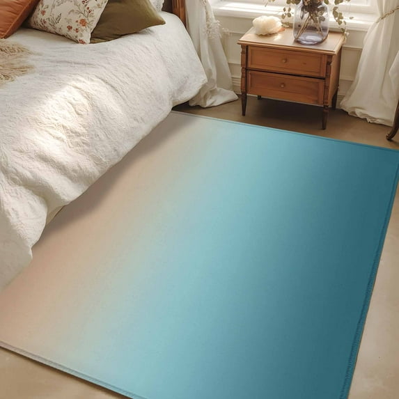 3x5 Area Rugs, Navy Blue Brown Ombre Non-Skid Rubber Backing Large ...