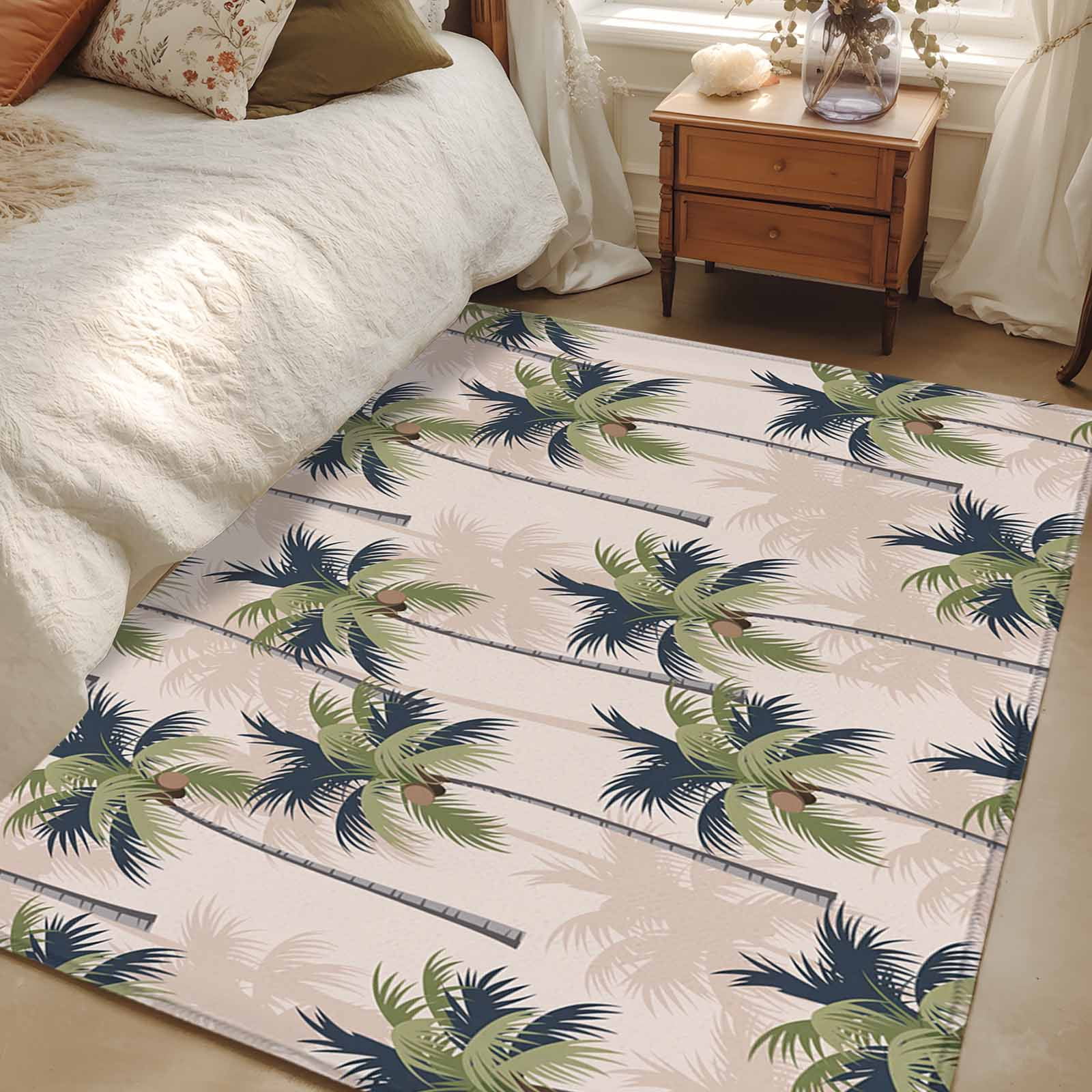 3x5 Area Rugs, Palm Tree Non-Skid Rubber Backing Large Rectangle Rugs ...