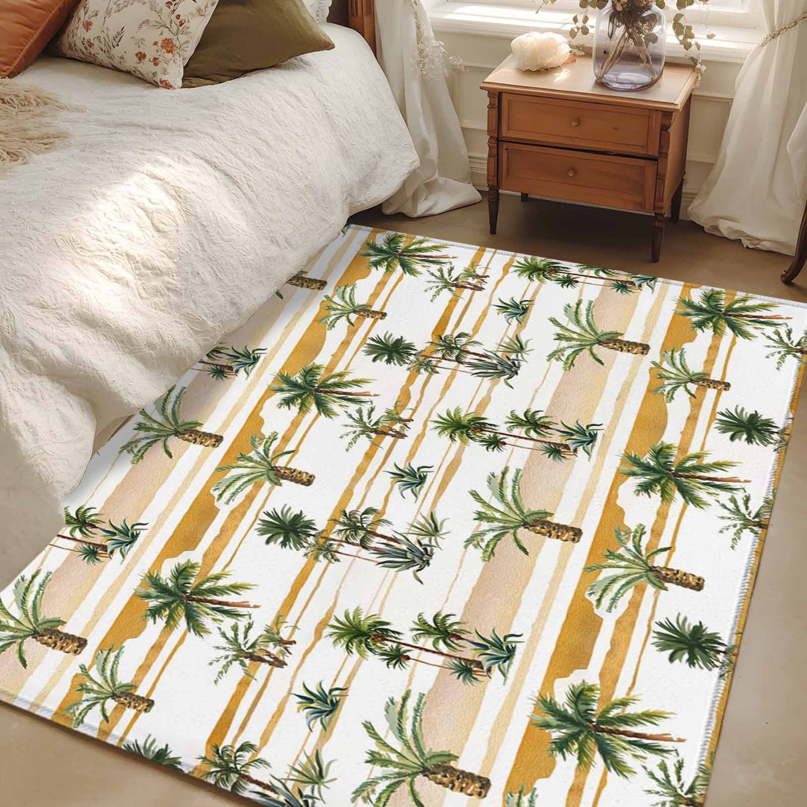 3x5 Area Rugs, Tropical Plants Non-Skid Rubber Backing Large Rectangle ...