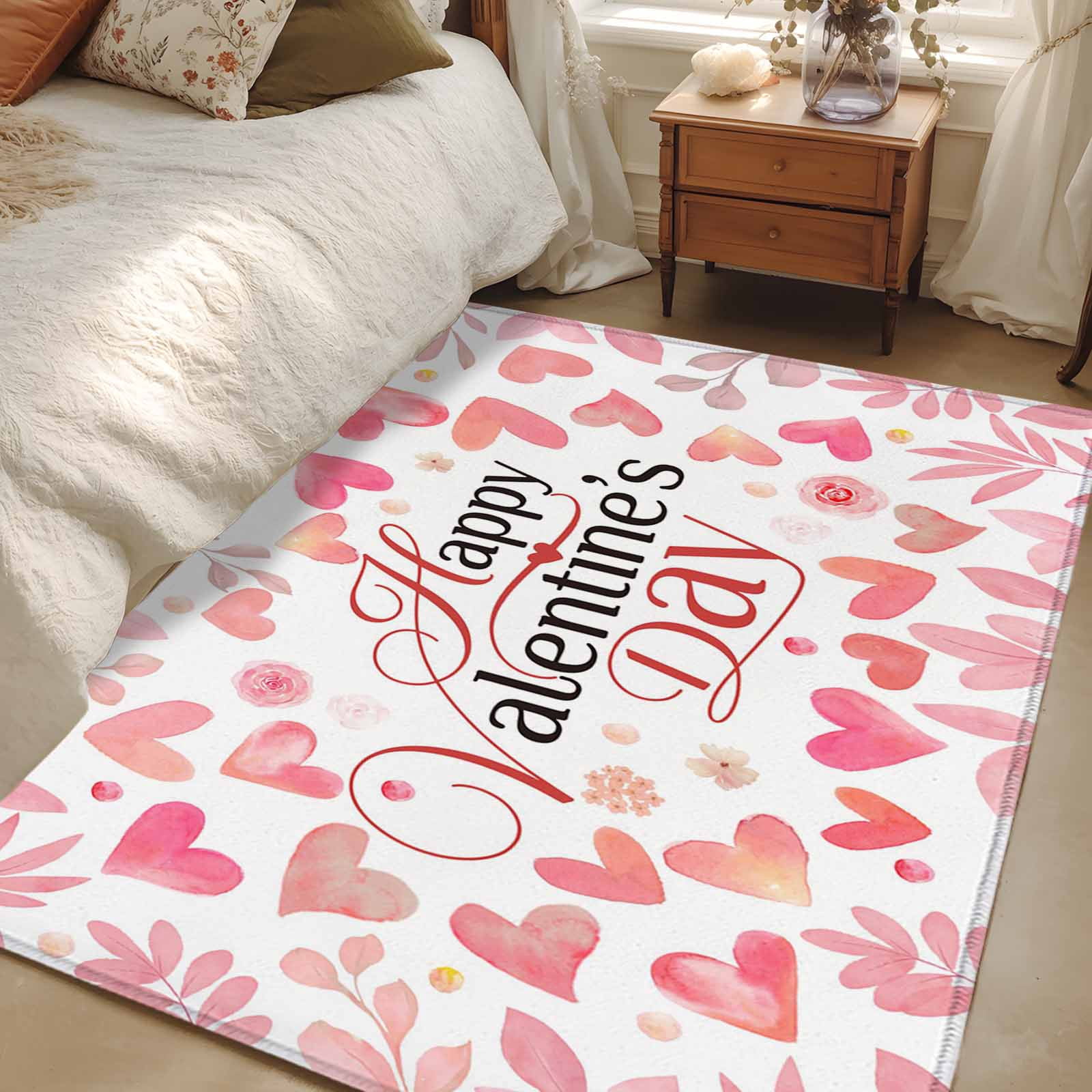 3x5 Area Rugs, Valentine's Day Non-Skid Rubber Backing Large Rectangle ...