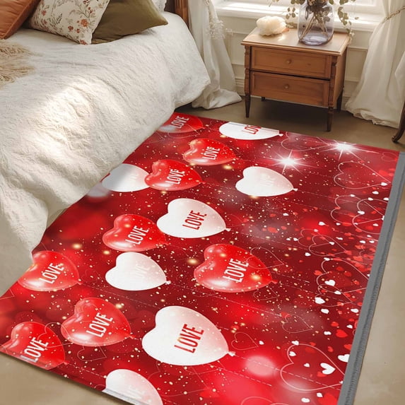 3x5 Area Rugs, Valentine's Day Non-Skid Rubber Backing Large Rectangle ...