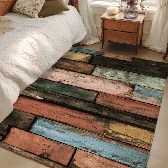 3x5 Area Rugs, Vintage Wood Grains Non-Skid Rubber Backing Large ...