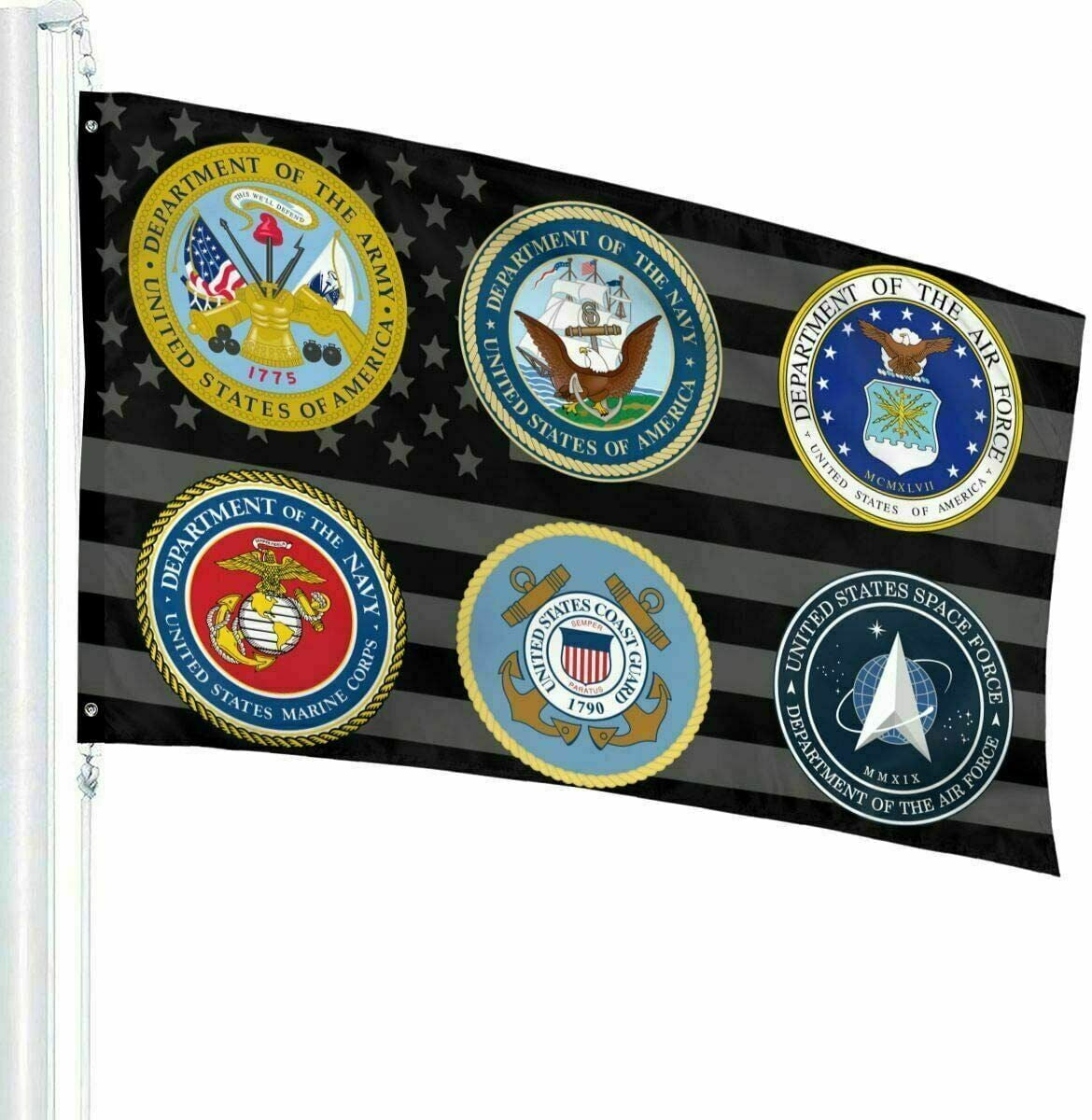 3x5 Armed Forces Military Service Six Branches Space Force Veteran 100D ...