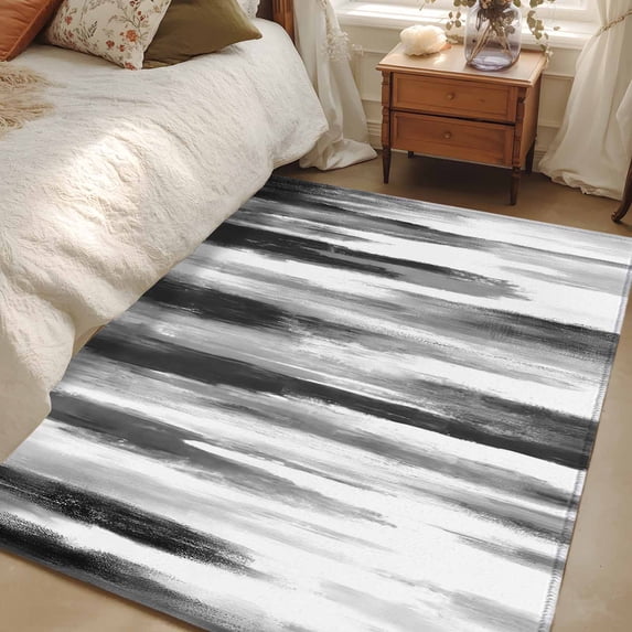3x5 Black Grey Area Rug for Bedroom, Washable Non Slip Low Pile Soft ...