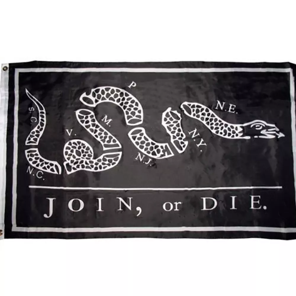 3x5 Black Join or Die Benjamin Franklin Tea Party Flag 3'x5' House ...