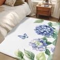 3x5 Bue Hydrangea Area Rug for Bedroom, Washable Non Slip Low Pile Soft ...