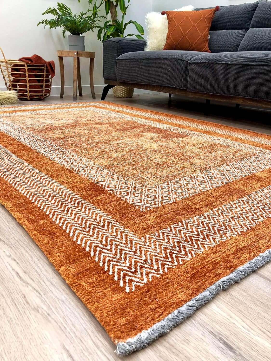 3x5 Burnt Orange Washable Area Rugs for Living Room Bedroom Kitchen ...