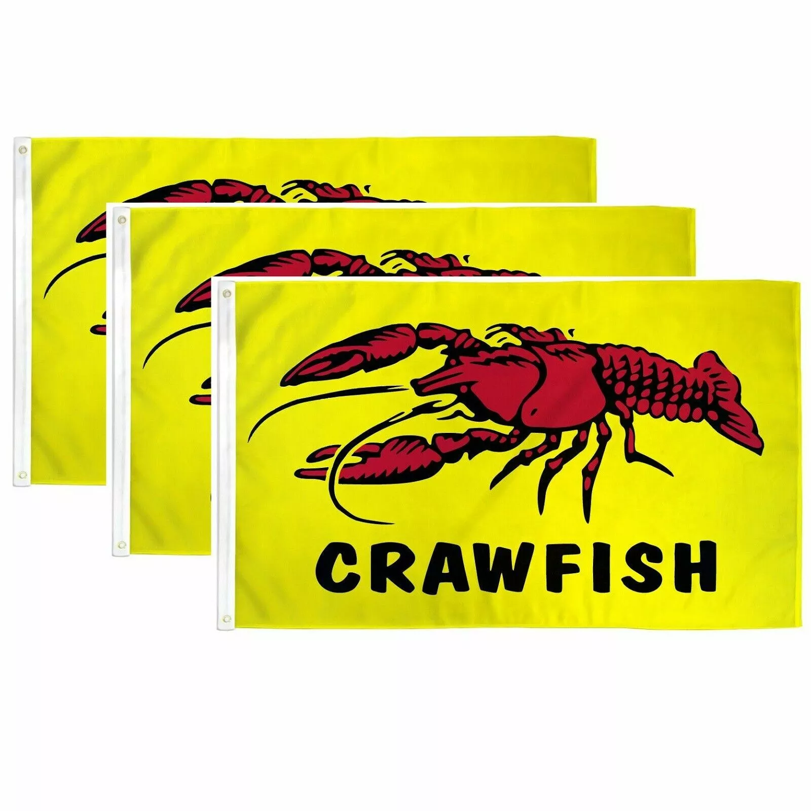 3x5 Crawfish Flag Set of 3 Restaurant Banner Advertising Sea Food ...