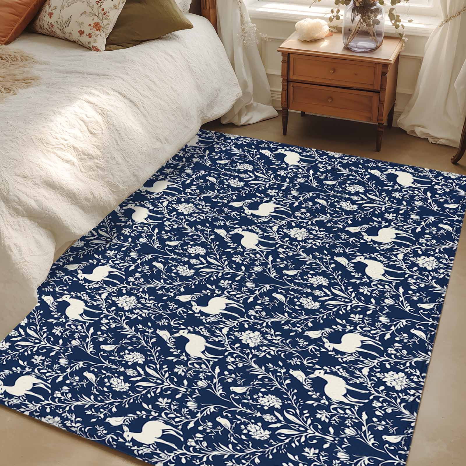 3x5 Deer Animal Area Rug for Bedroom, Washable Non Slip Low Pile Soft ...