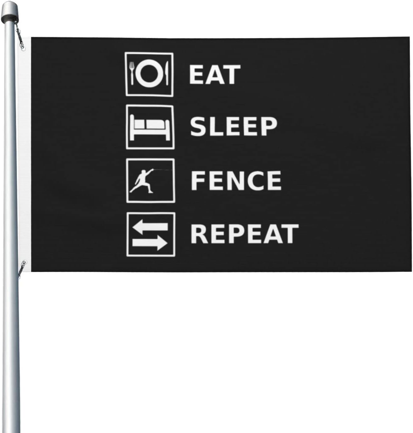 3x5 Foot Fencing Eat Sleep Repeat Flag With Brass Grommets Vivid Color ...