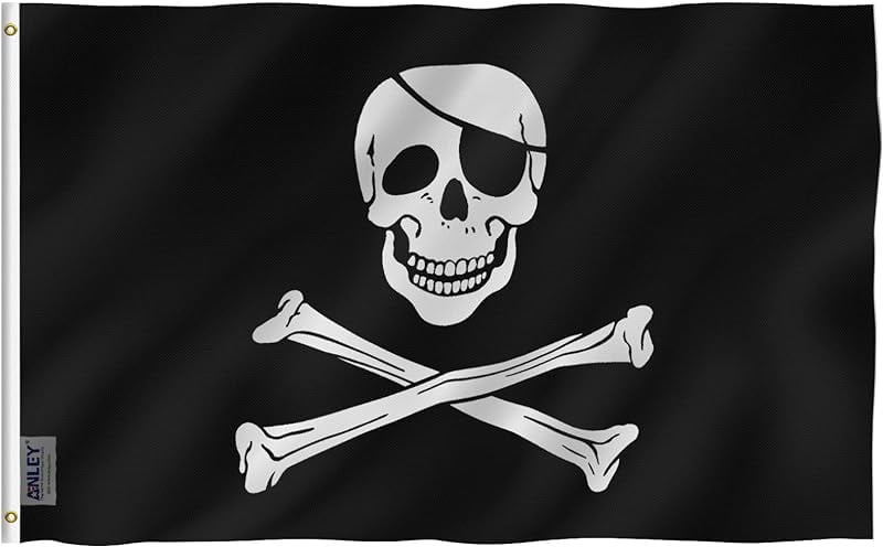 3x5 Foot Jolly Roger Flag with Patch - Vivid Color and Fade proof ...