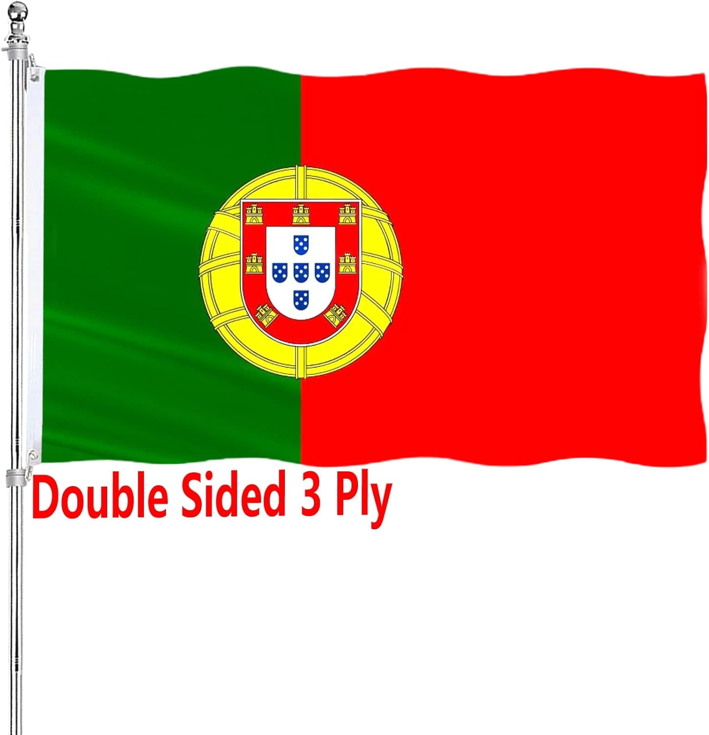 3x5 Foot Portugal Flag - Vivid Color and Fade proof -Canvas Header and ...