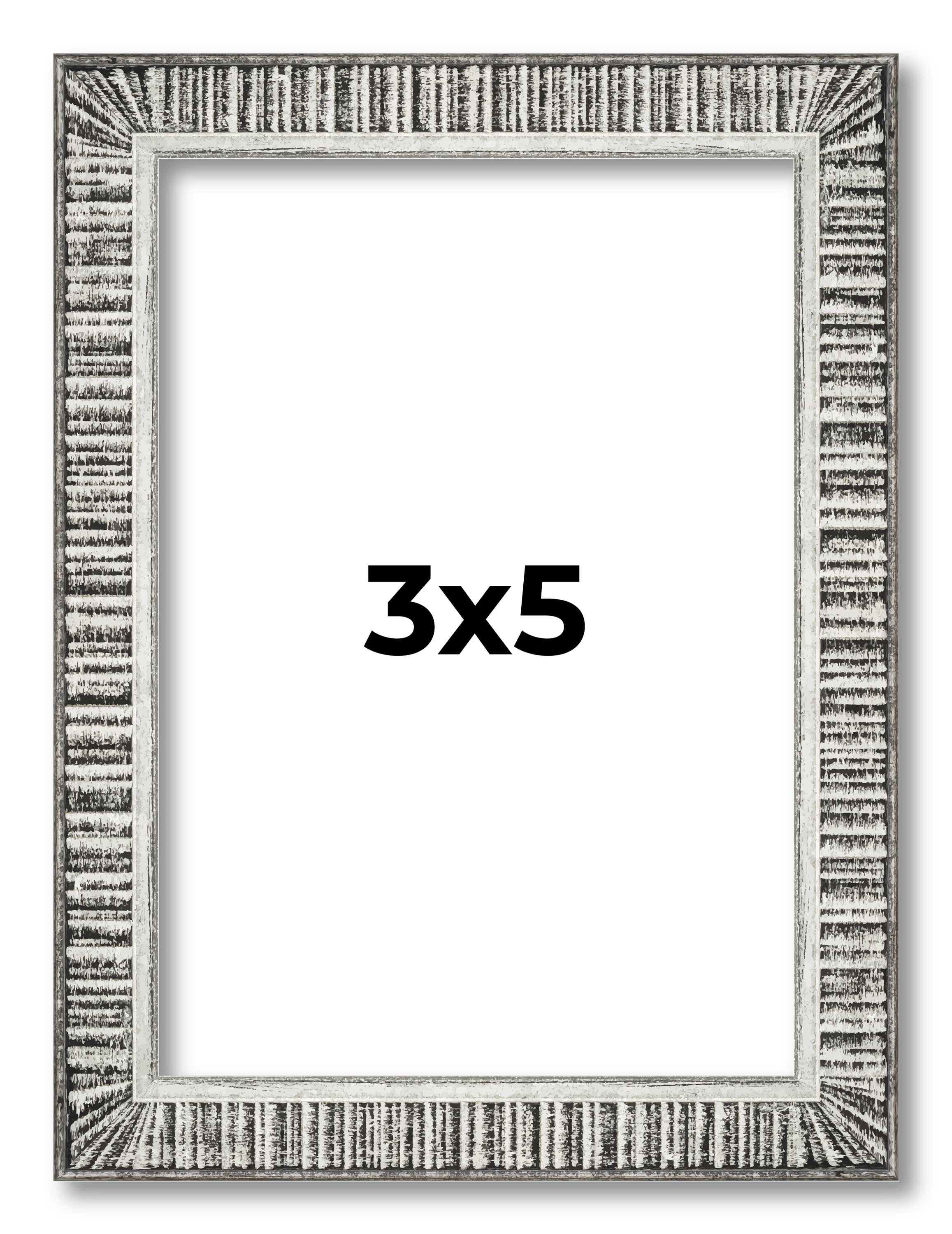 3x5 Frame Silver Grey Distressed Solid Wood Picture Frame | 0.75 Inch ...