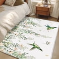3x5 Green Leaf Bird Area Rug for Bedroom, Washable Non Slip Low Pile ...