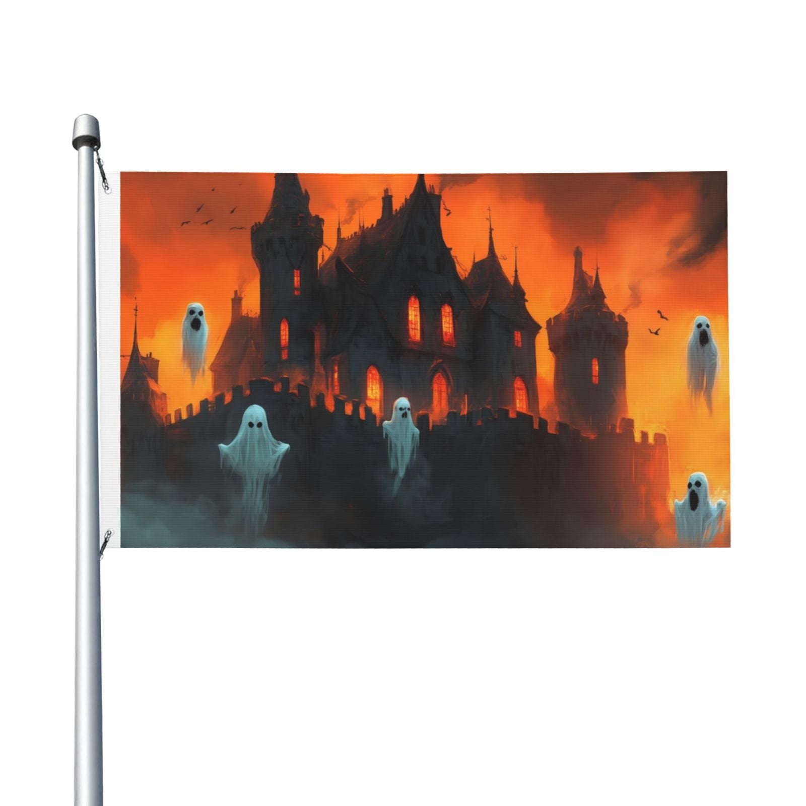 3x5 Halloween Garden Flags for Outside - Halloween Flame Castle Ghost A ...
