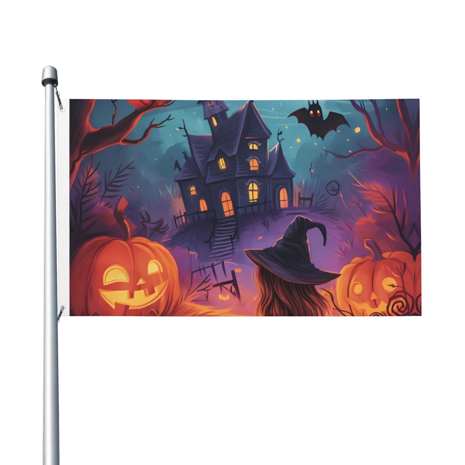 3x5 Halloween Garden Flags for Outside - Halloween Pumpkin Castle Witch ...