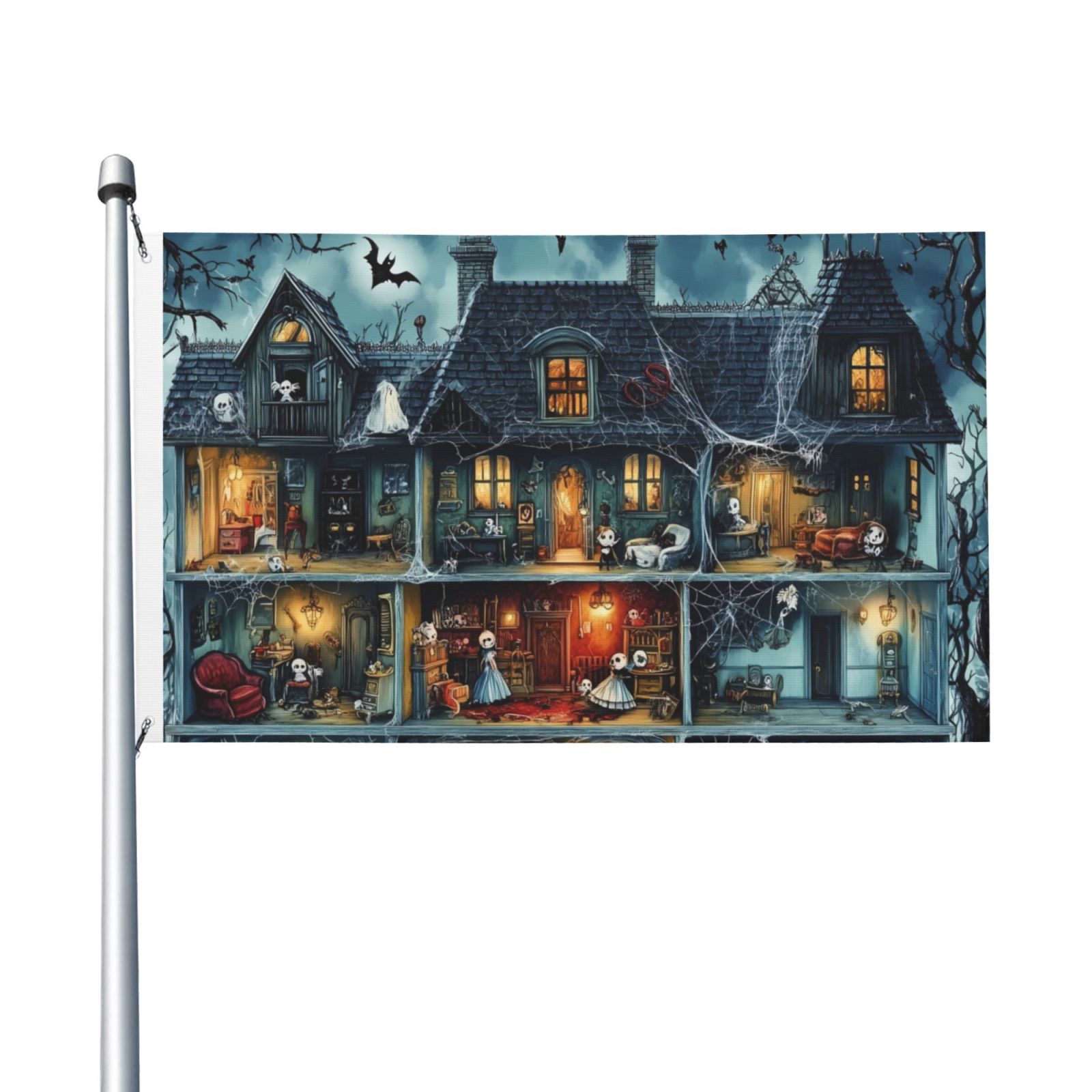 3x5 Halloween Garden Flags for Outside - Halloween Scary Dollhouse ...