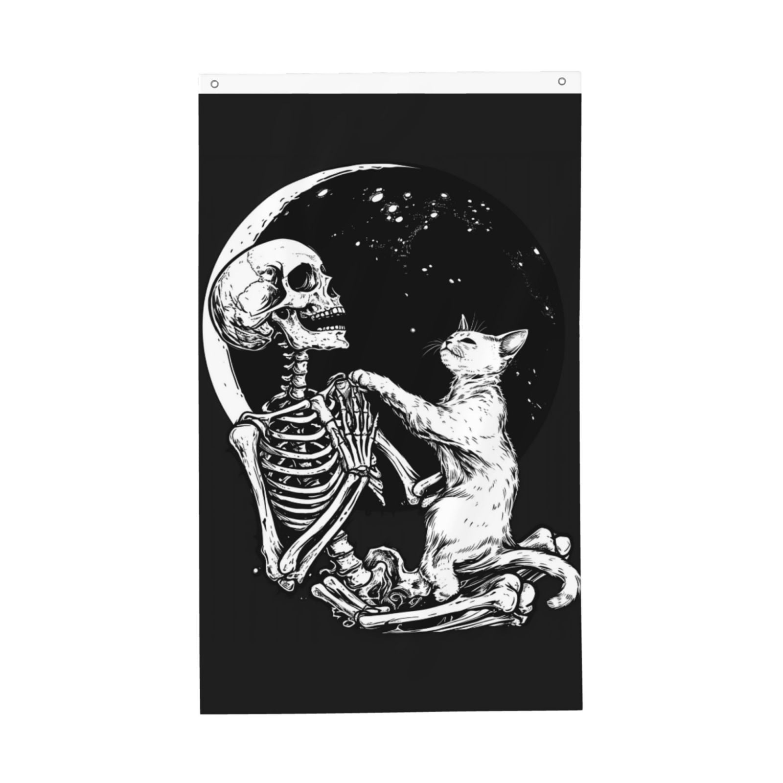 3x5 Halloween Garden Flags for Outside - Halloween Vintage Skeleton Cat ...