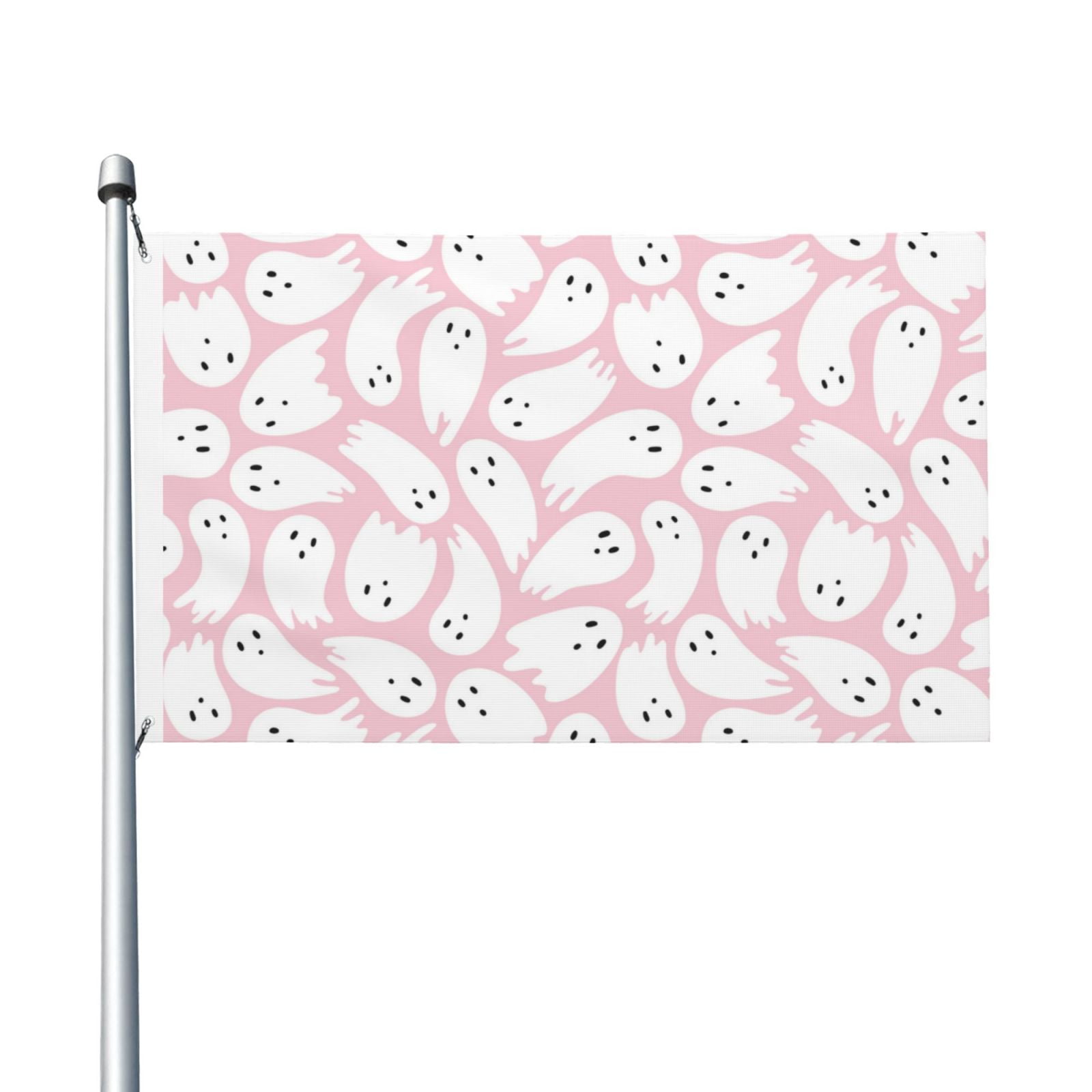 3x5 Halloween Garden Flags for Outside - pink ghost halloween fun ...