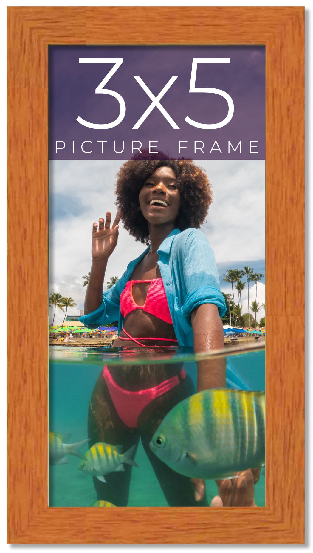 Handcrafted 3x5 Honey Brown Real Wood Picture Frame | Ideal for Wall ...