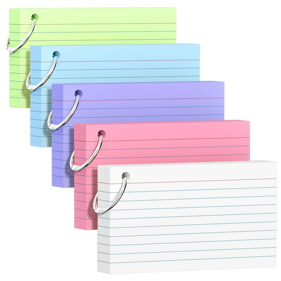 3x5 Inch Index Cards 250 Sheets with Key Ring, 180gsm Thick Paper Flash ...