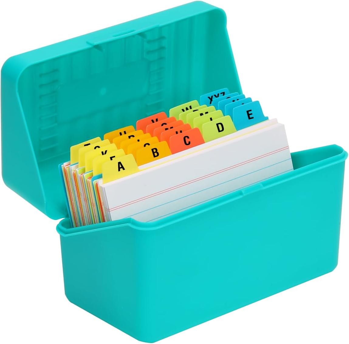 3x5 Index Card Holder with 100 Heavyweight Ruled Index Cards and 25 ...