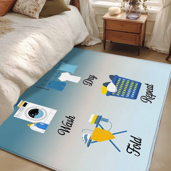 3x5 Laundry Room Area Rug for Bedroom, Washable Non Slip Low Pile Soft ...