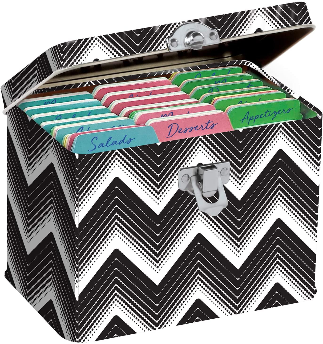 3x5 Metal Box w/Index Cards, Chevron - Walmart.com