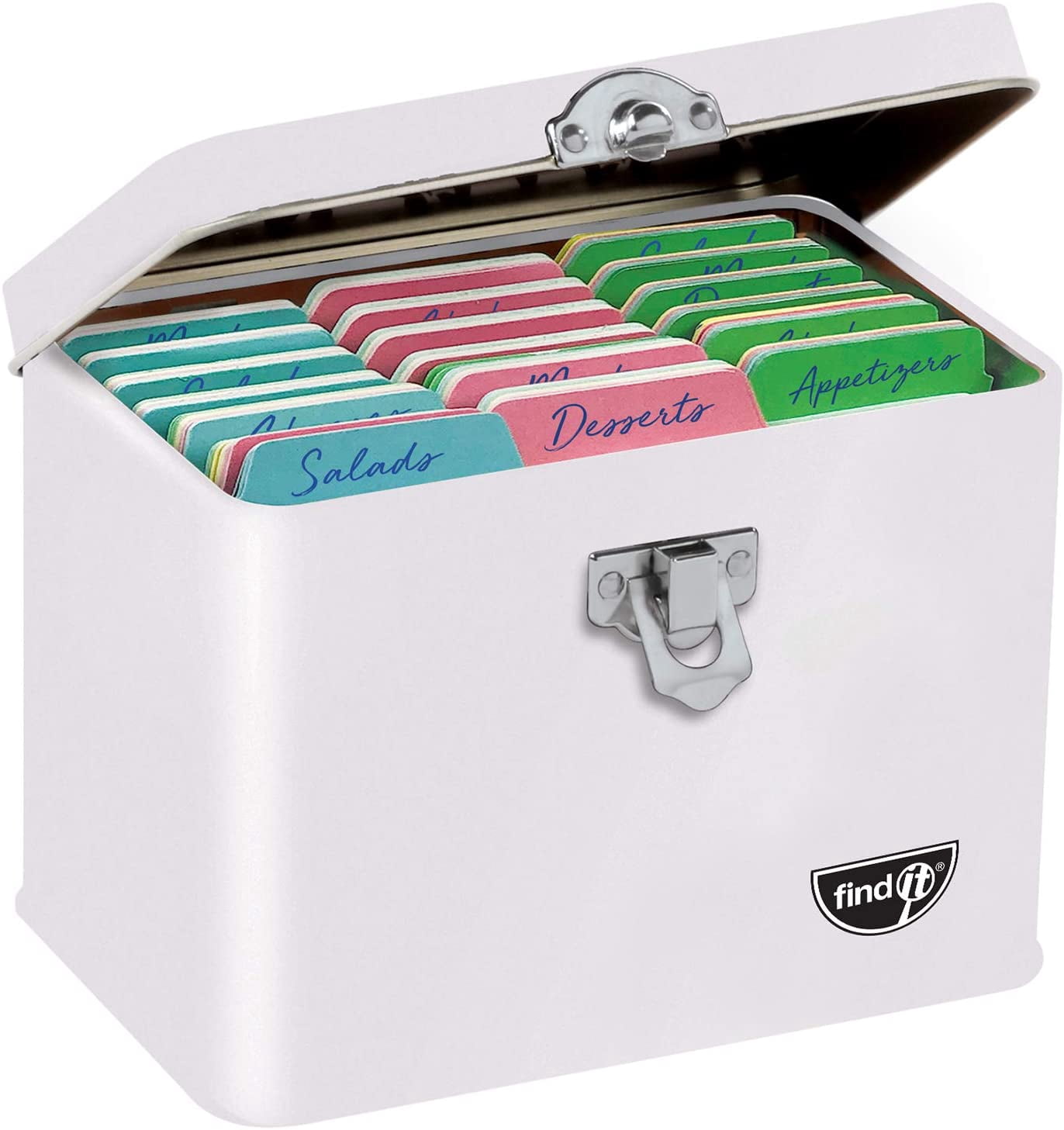 3x5 Metal Box w/Index Cards, White - Walmart.com
