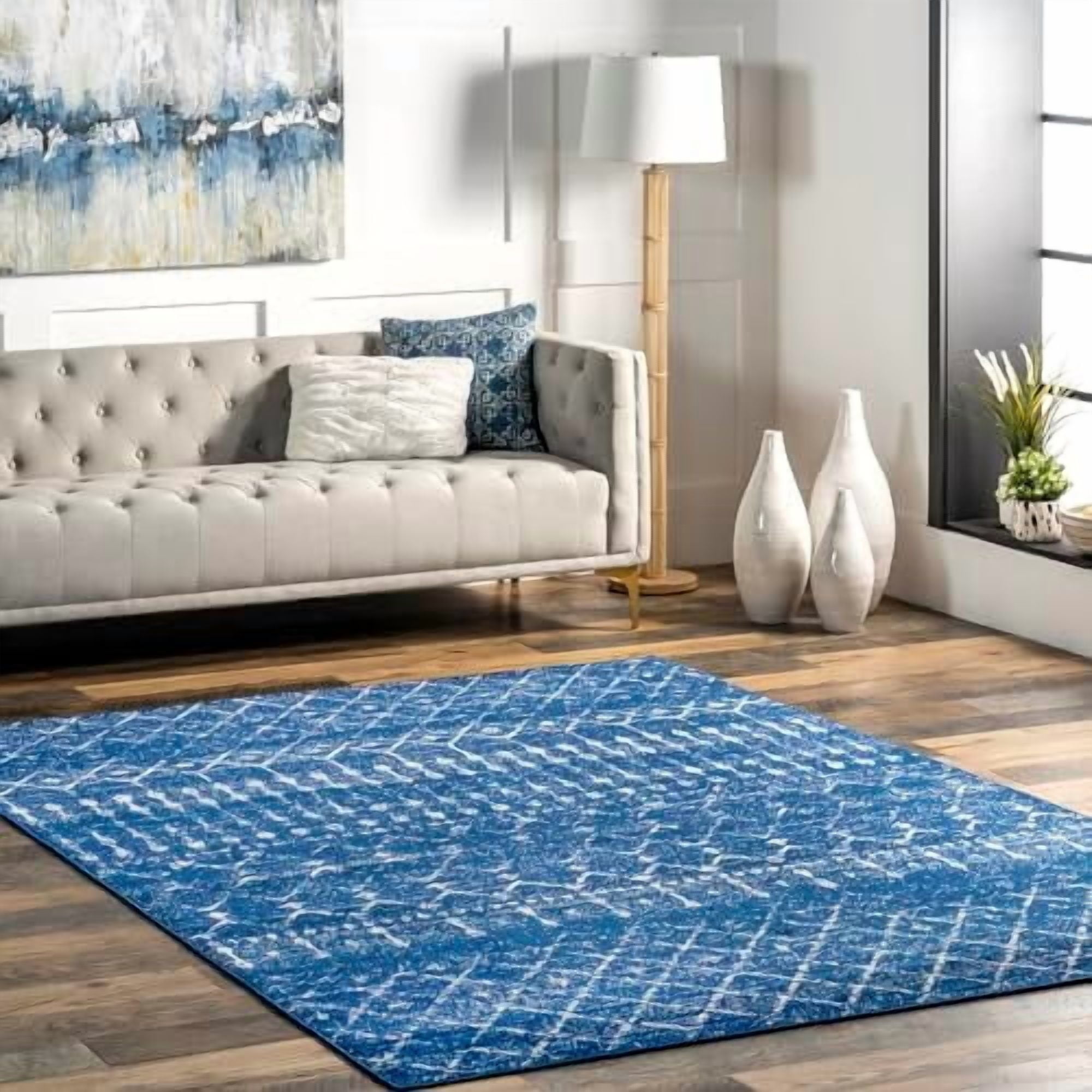 3x5 Moroccan Blythe Area Rug, Blue, Faded Bohemian Design, Stain ...