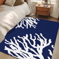 3x5 Navy Blue Coral Area Rug for Bedroom, Washable Non Slip Low Pile ...