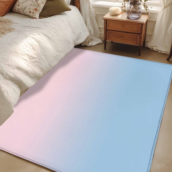 3x5 Ombre Blue Pink Area Rug for Bedroom, Washable Non Slip Low Pile ...