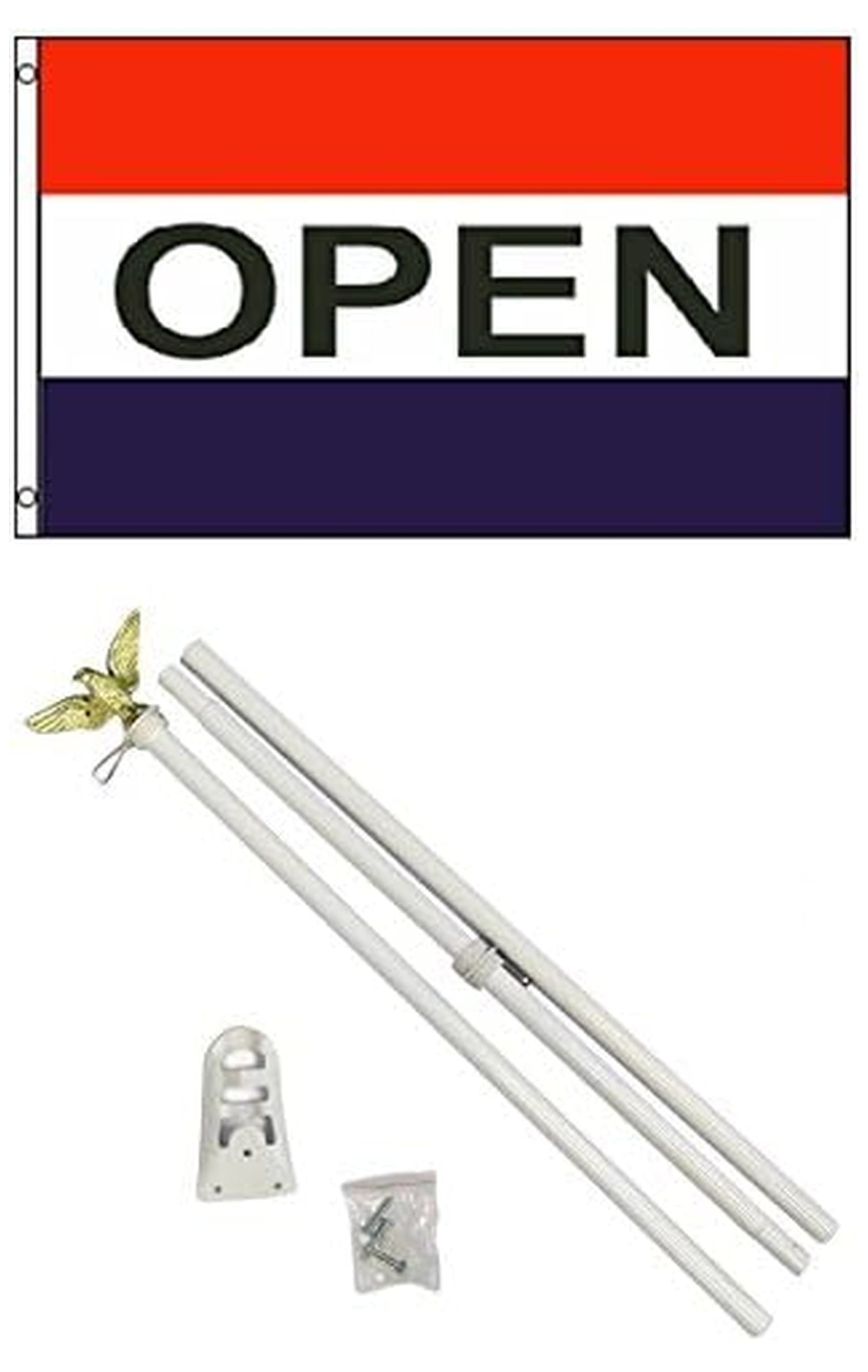 3x5 Open for Business Flag Kit - 6ft Outdoor Pole & Base - Commercial ...