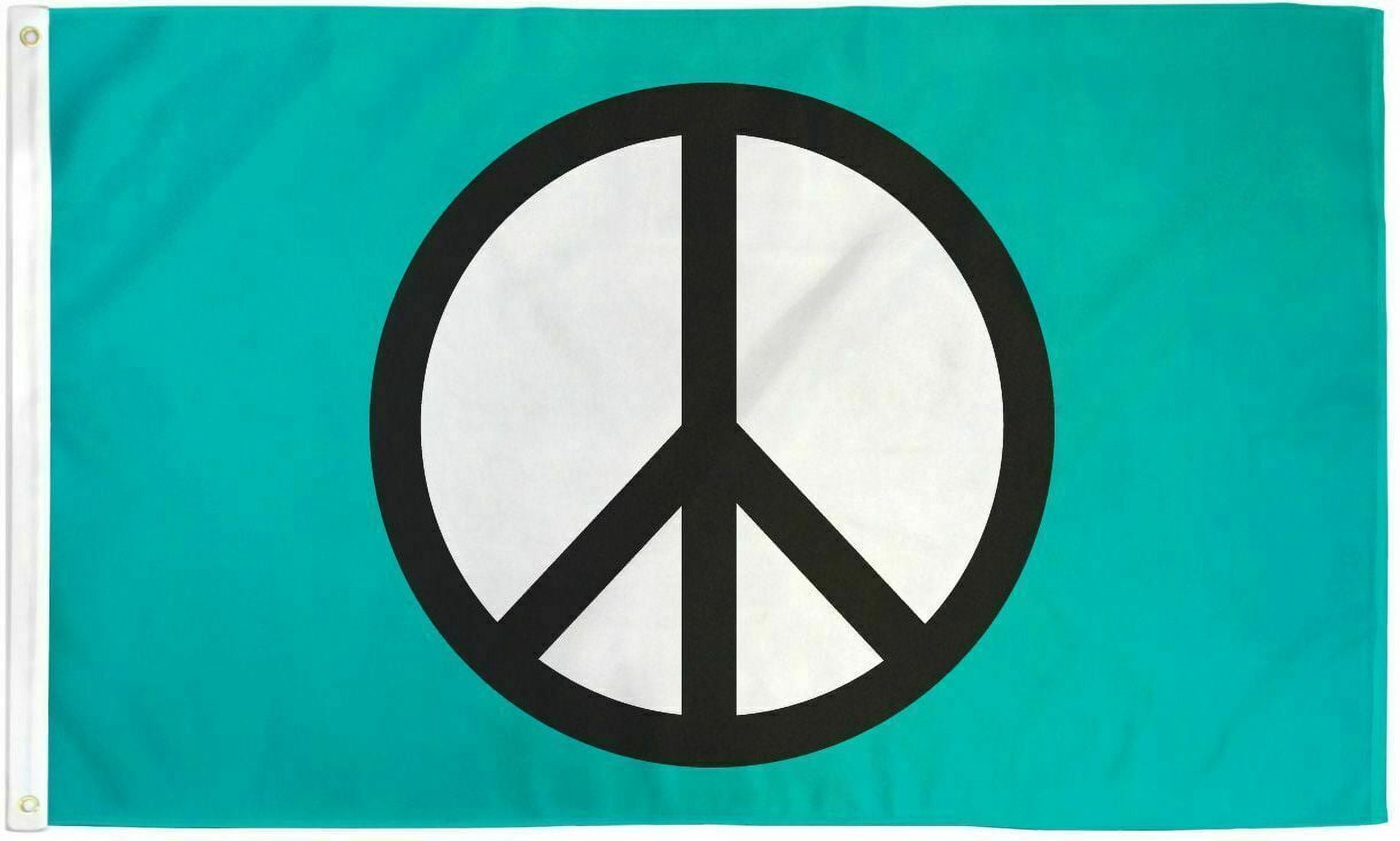 3x5 Peace Symbol Teal Blue Flag 3'x5' Banner Brass Grommets 100D ...