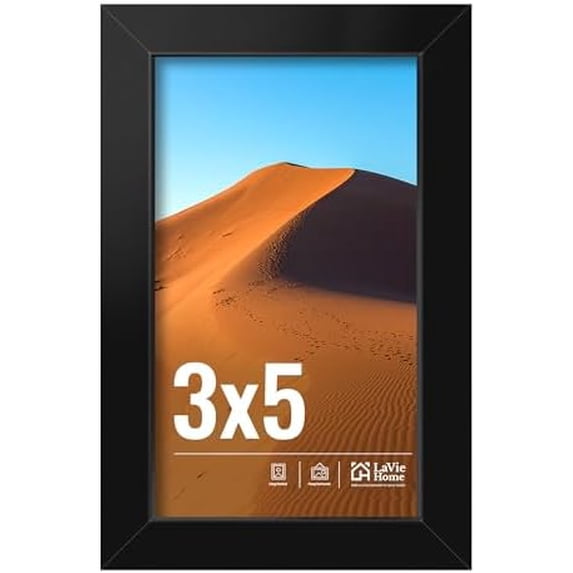 3x5 Picture Frame for Wall Display, 3x5 Black Picture Frame with HD ...