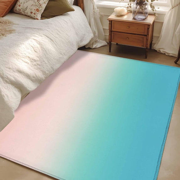 3x5 Pink Teal Area Rug for Bedroom, Washable Non Slip Low Pile Soft ...