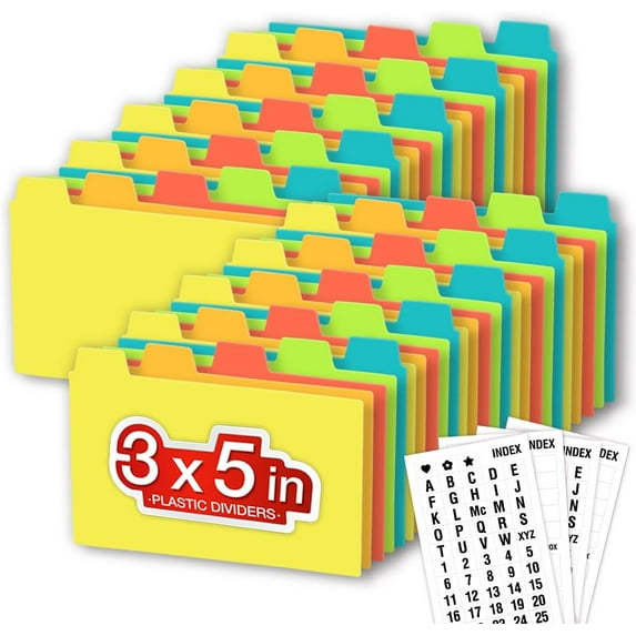 3x5 Plastic Index Card Dividers, Heavyweight Poly Index Card Guides A-Z ...
