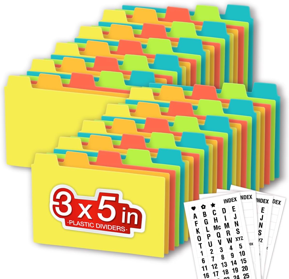 3x5 Plastic Index Card Dividers, Heavyweight Poly Index Card Guides A-Z ...