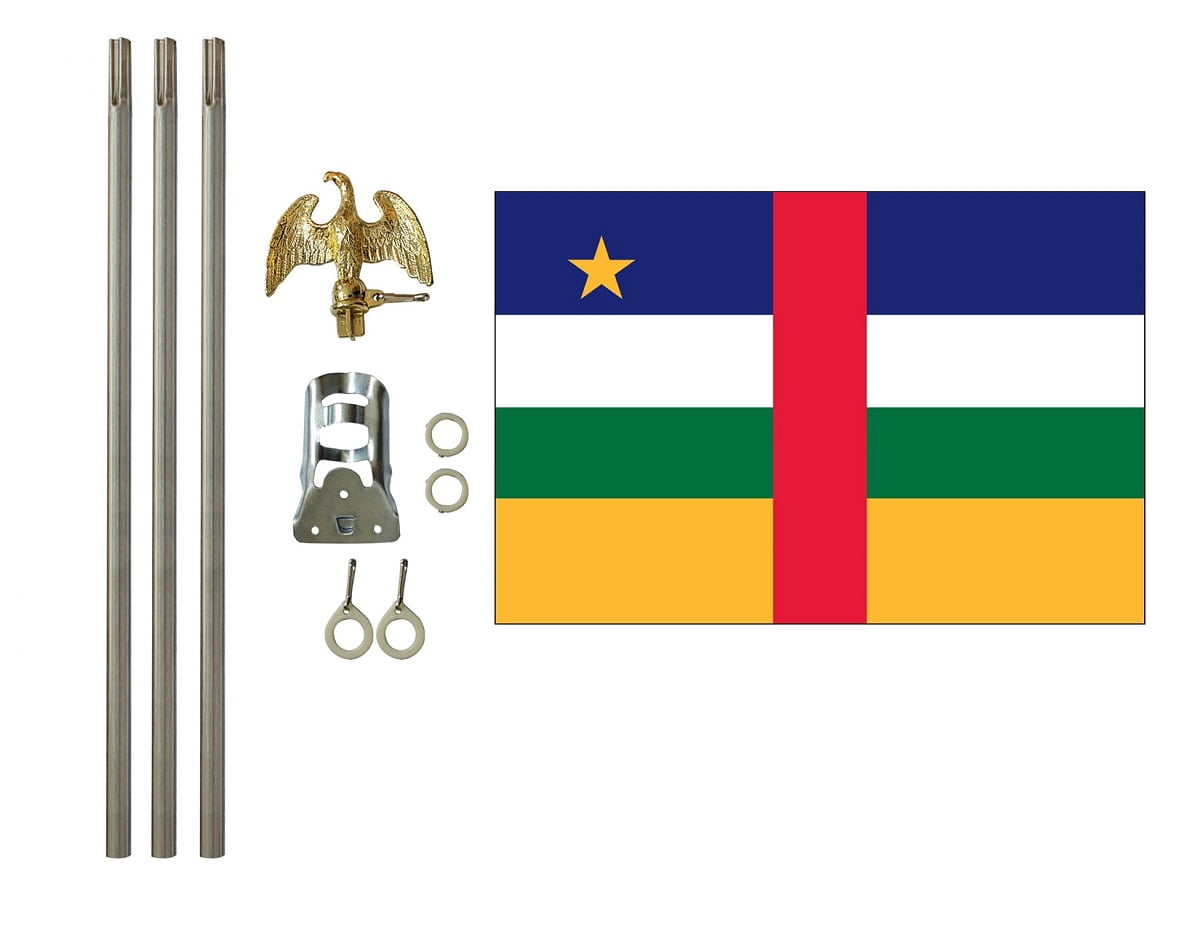 3x5 Polyester Central African Republic Flag with 6 foot Pole Kit ...