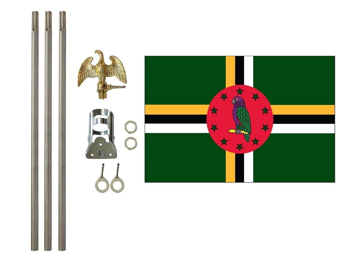 3x5 Polyester Dominica Flag with 6 foot Pole Kit; Contains a 3x5 ...